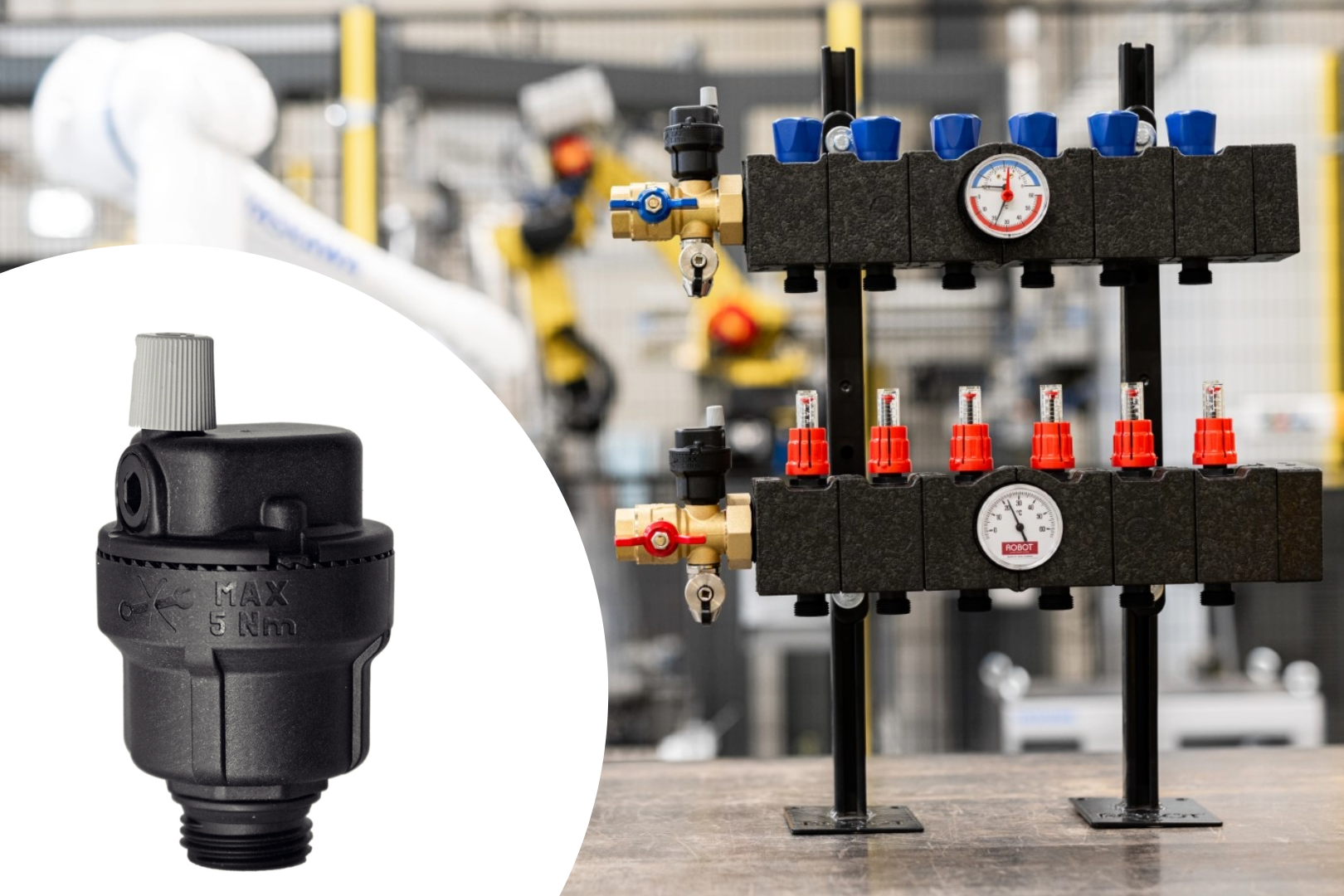 Automatische ontluchters ROBOT vloerverwarming voor de Solid verdelers